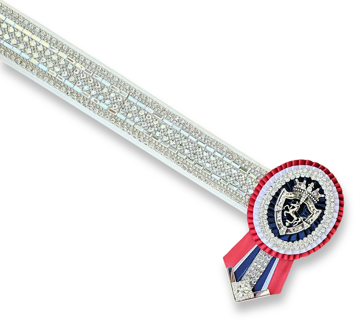 White, Red & Navy Crystal Show Browband – Classique Equine