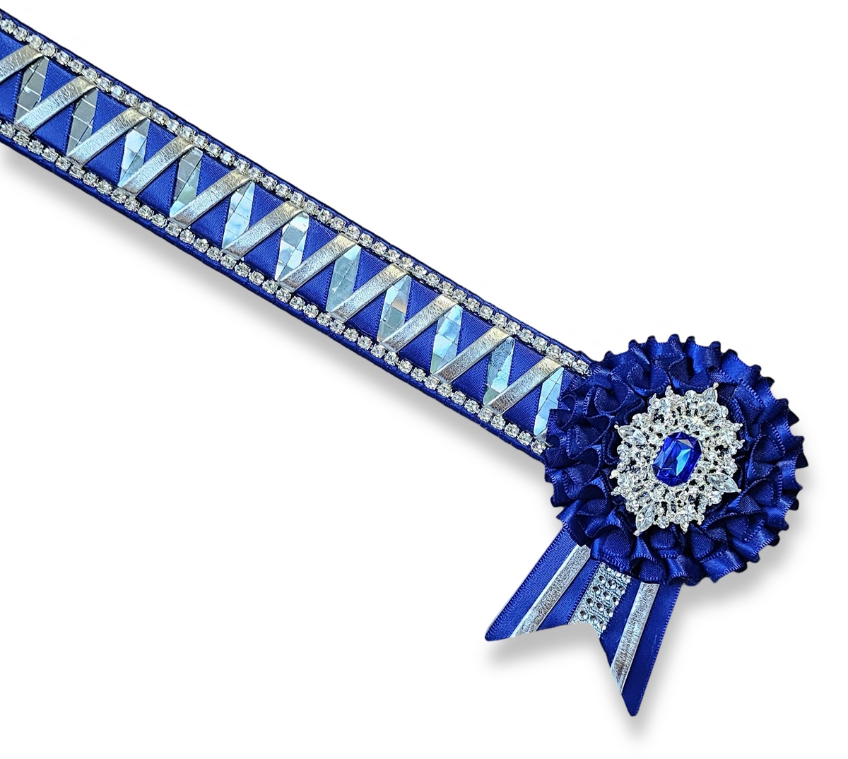 Royal Blue & Silver Mirror Sharkstooth Browband – Classique Equine