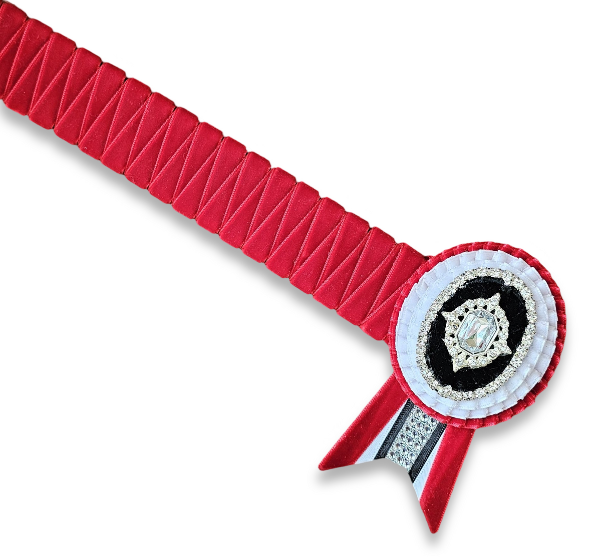Red, White & Black Velvet Sharkstooth Browband – Classique Equine