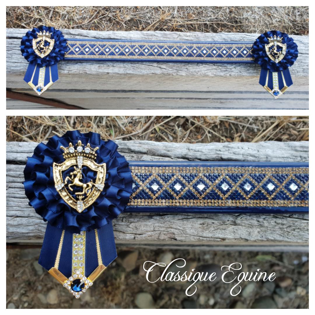 Navy & Gold Crystal Diamond Shield Browband – Classique Equine
