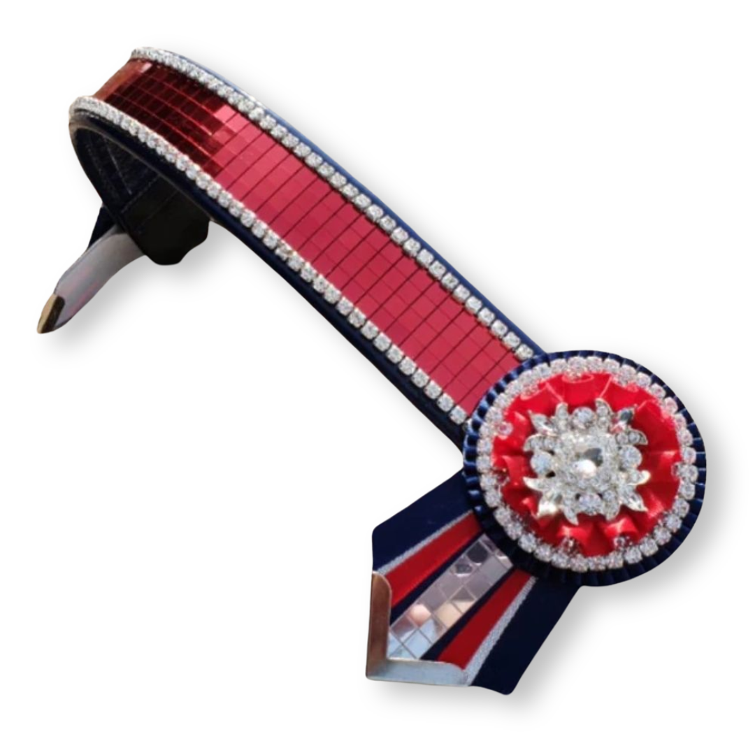 Navy & Red Mirror Browband – Classique Equine